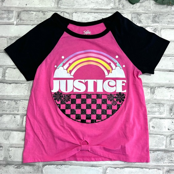 Justice | Shirts & Tops | Justice Girls Two Tone Black Pink Short ...